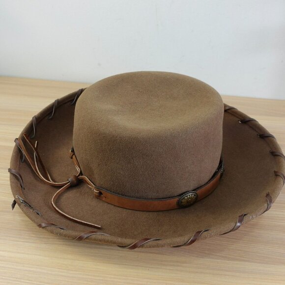 Scala | Accessories | Scala Hat Brown Western Concho Cowboy Wool Felt ...